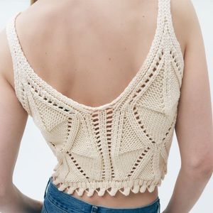 Zara | Tops | Zara Ecru Openwork Knit Top | Poshmark